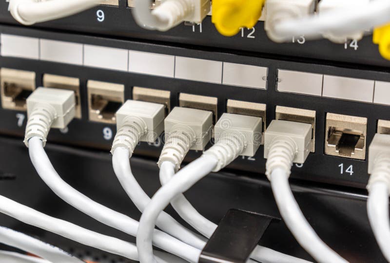 Network Cables Connected To Router Ports or Switch Stock Photo - Image ...