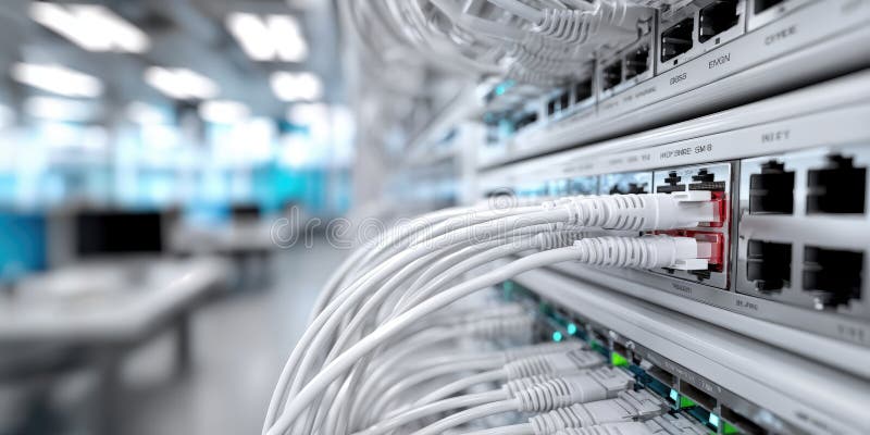 Generative AI Network Cables Connected To a Server Rack in Data Center ...