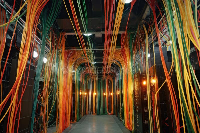 Network Cables Connected To Servers in a Data Center Stock Illustration ...