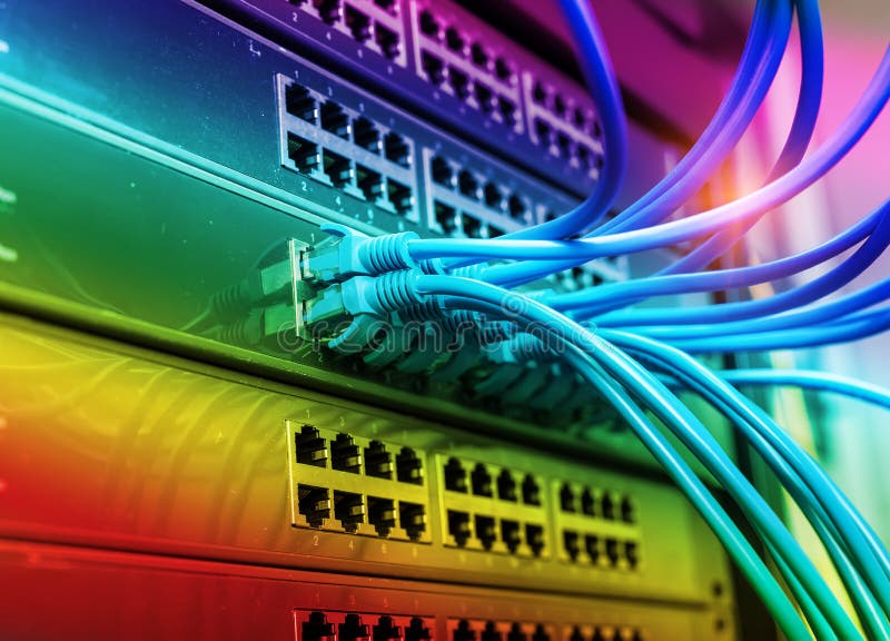Network Cables Connected To Switch. Stock Photo - Image of equipment ... Network Cables Connected To Switch. Stock Photo - Image of equipment ...