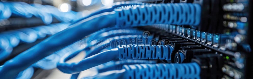 Network Cables Connected To Switch - Closeup of Data Center Hardware ...