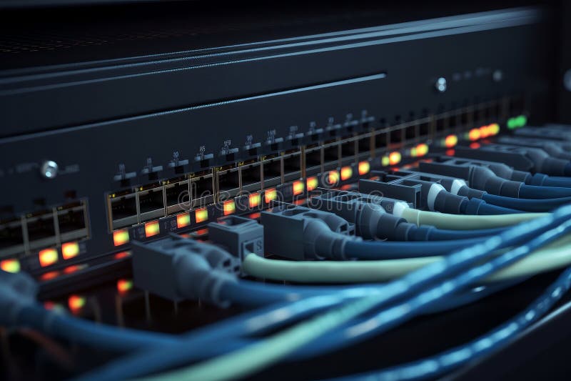 Network Cables Connected To Switch. Generative Ai Stock Illustration ...