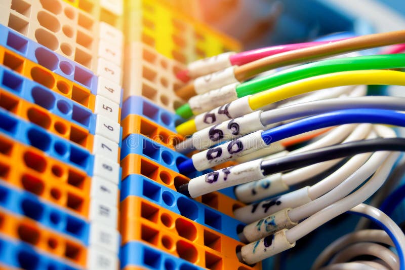 Network Cables Connected To Switch. Many Multi-colored Wires Connected ...