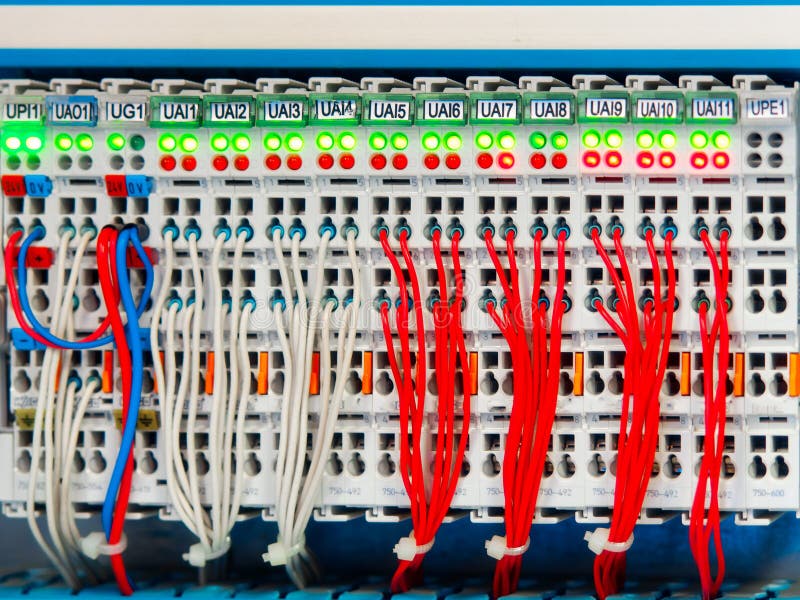 Network Cables Connected To Switch. Many Multi-colored Wires Connected ...