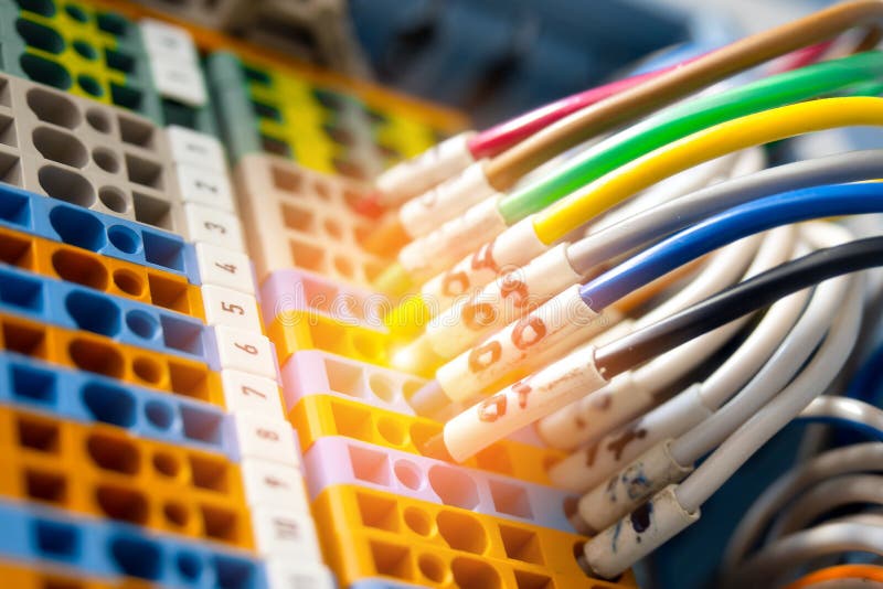 Network Cables Connected To Switch. Many Multi-colored Wires Connected ...