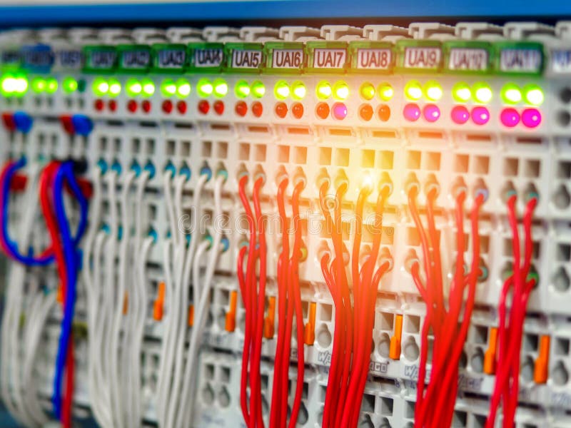 Network Cables Connected To Switch. Many Multi-colored Wires Connected ...