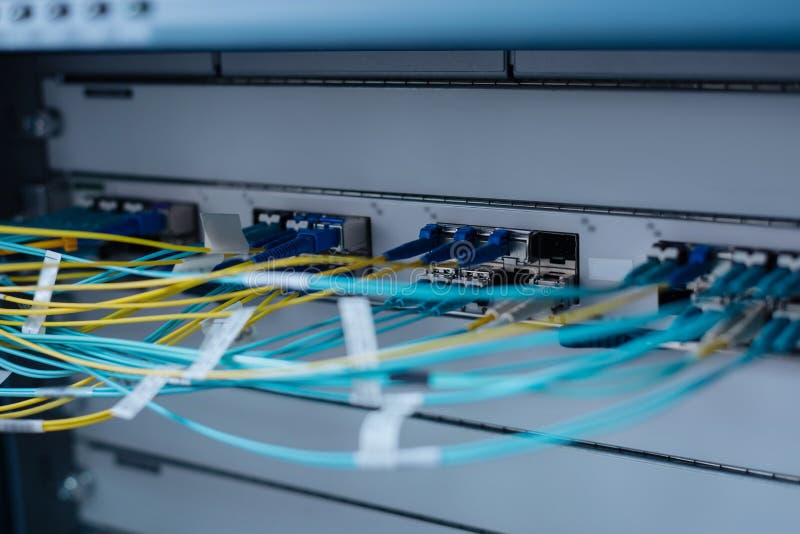 Cables in Network Server Inside Cabinet of Data Center Stock Photo ...
