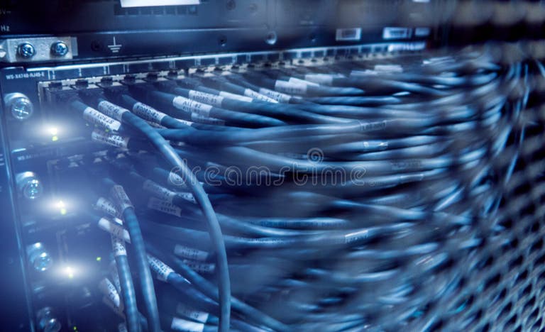Network Cables Connected To Switch. Server Racks, Server Room Stock ...