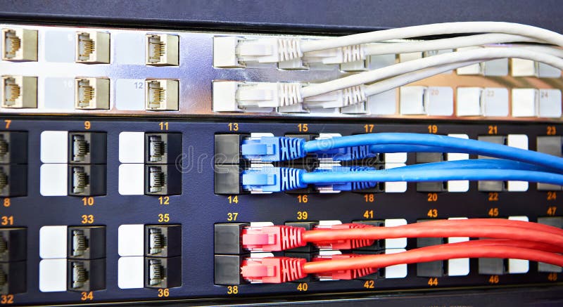 Network Cables with Connectors on Switch Stock Image - Image of ...