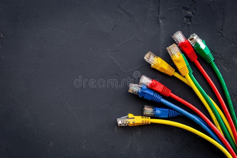 Network Cables and Electrical Wires, Top View Stock Photo - Image of ...