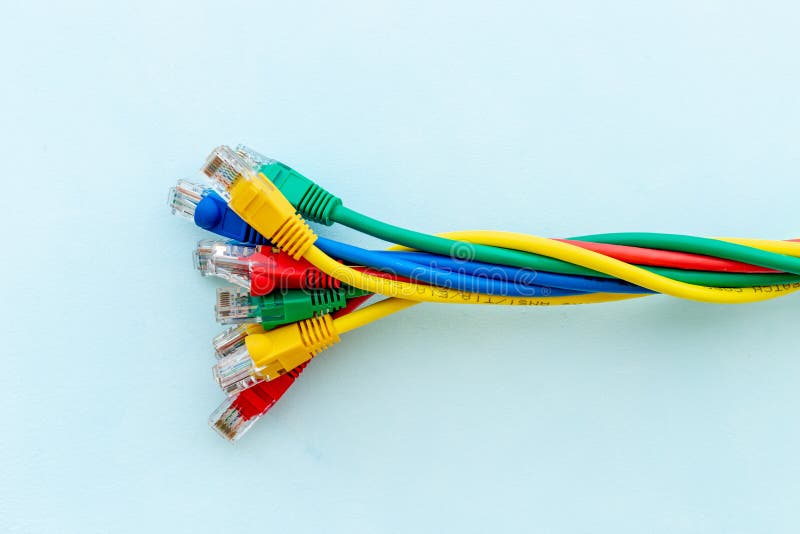 Network Cables and Electrical Wires, Top View Stock Image - Image of ...