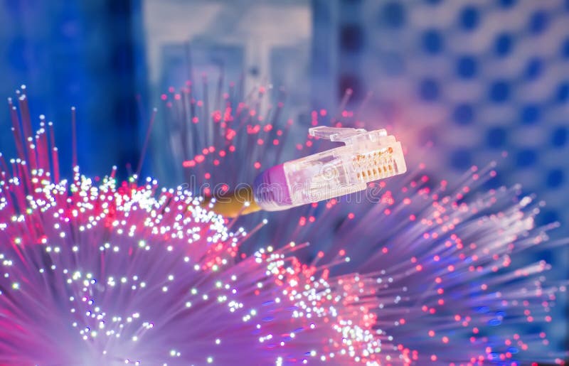 Network Cables with Fiber Optical Technology Background Stock Image ...