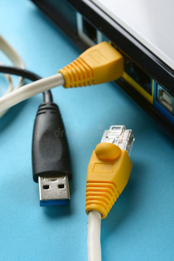 Network Cables - Modem Router - Internet Connection Stock Photo - Image ...