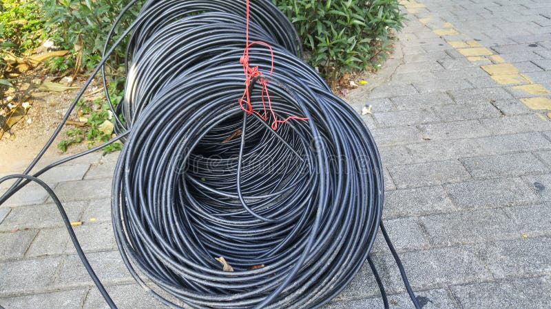 The Network Cables for Municipal Construction are Placed on the Road ...