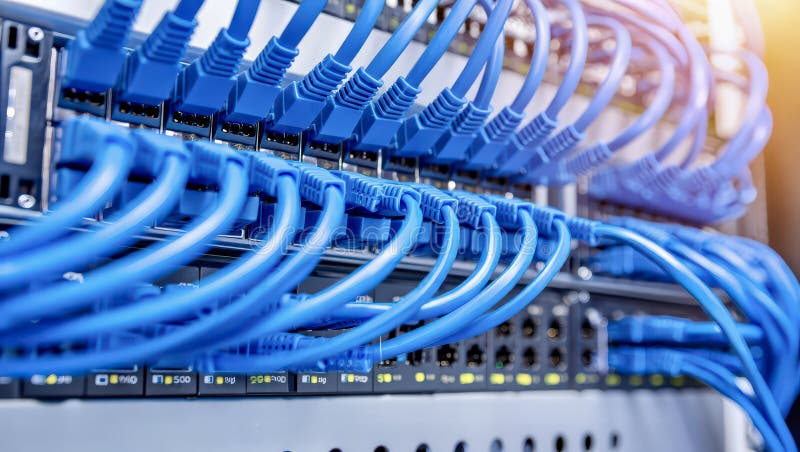 Network Cables Organized Digital Server Infrastructure Technology Data ...