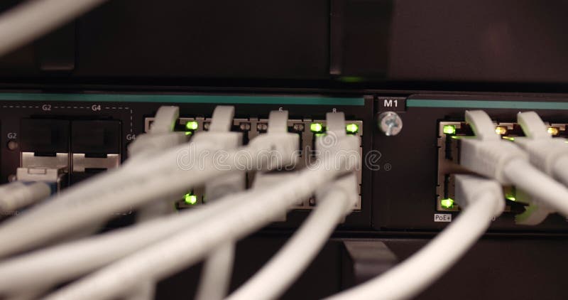 Network Cables into Rack Servers Stock Footage - Video of center ...
