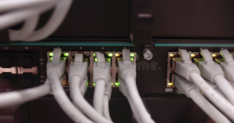 Network Cables into Rack Servers Stock Video - Video of information ...