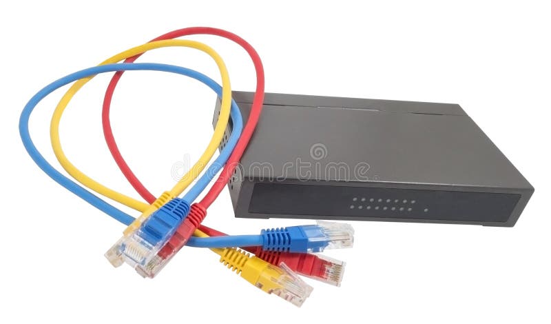 Network cables and router stock photo. Image of plug - 92793724