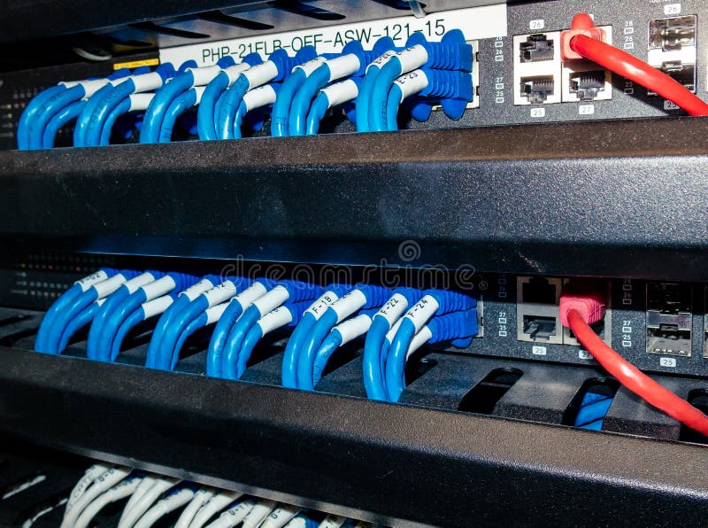 Network Cables in a Server Room Stock Photo - Image of digital, center ...