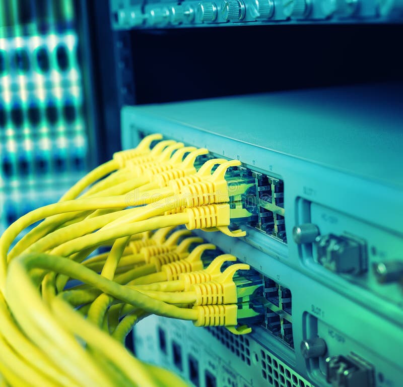 Network Cables in Switch and Firewall Stock Photo - Image of computing ...
