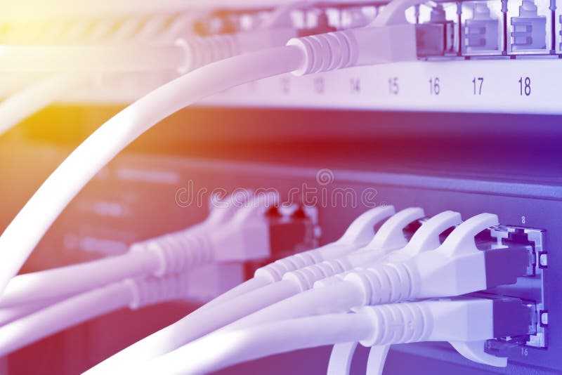 Network Cables in Network Switch and Patch Box in Server Room Stock ...