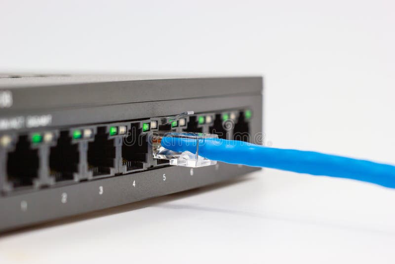 The Network Cables To Connect Lan Port Stock Image - Image of broadband ...