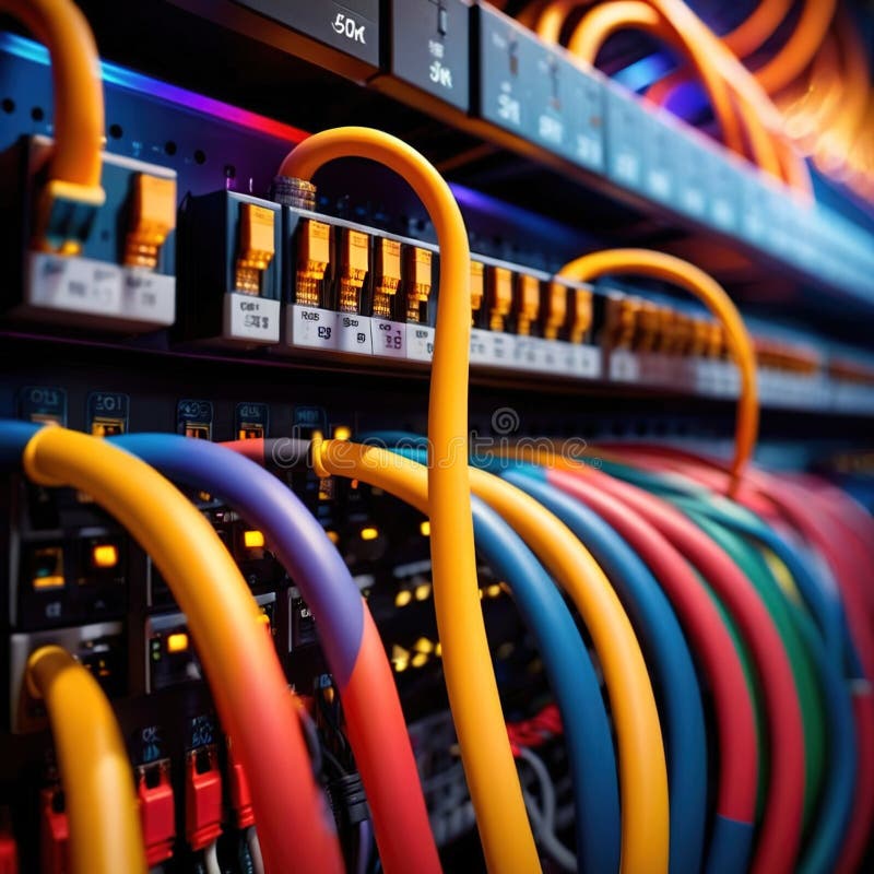 Network Cables Used in Data Center. Stock Illustration - Illustration ...