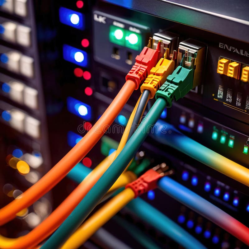 Network Cables Used in Data Center. Stock Illustration - Illustration ...