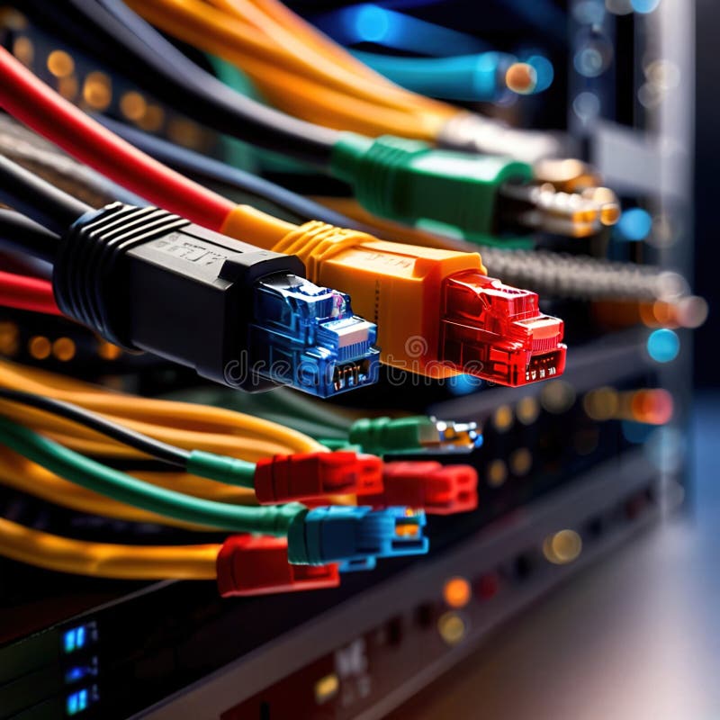 Network Cables Used in Data Center. Stock Illustration - Illustration ...