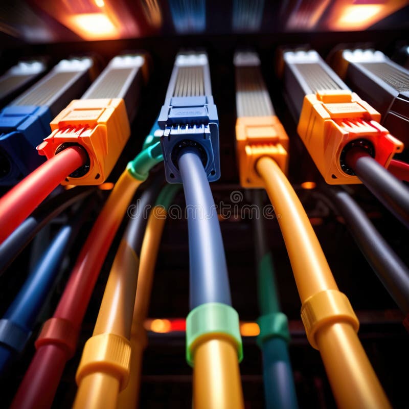 Network Cables Used in Data Center. Stock Illustration - Illustration ...