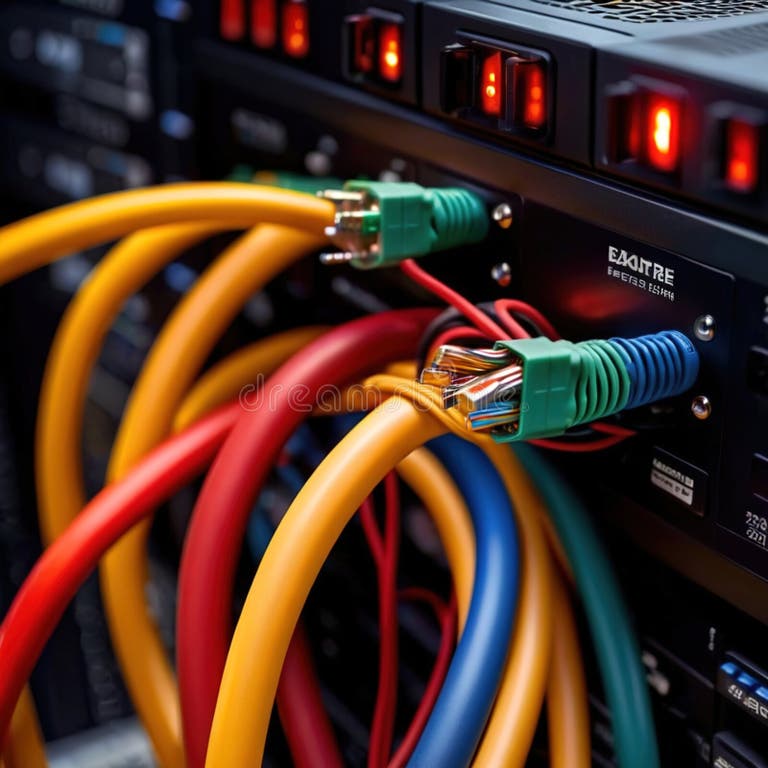 Network Cables Used in Data Center. Stock Illustration - Illustration ...