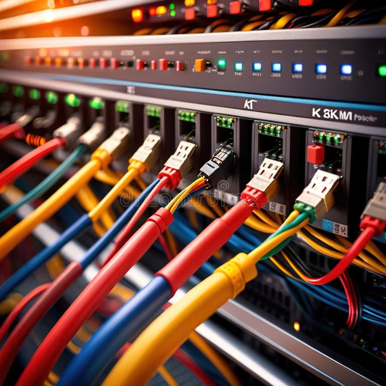 Network Cables Used in Data Center. Stock Illustration - Illustration ...