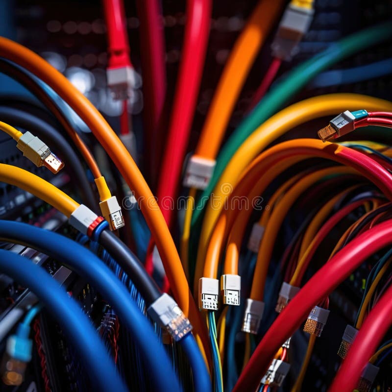 Network Cables Used in Data Center. Stock Illustration - Illustration ...