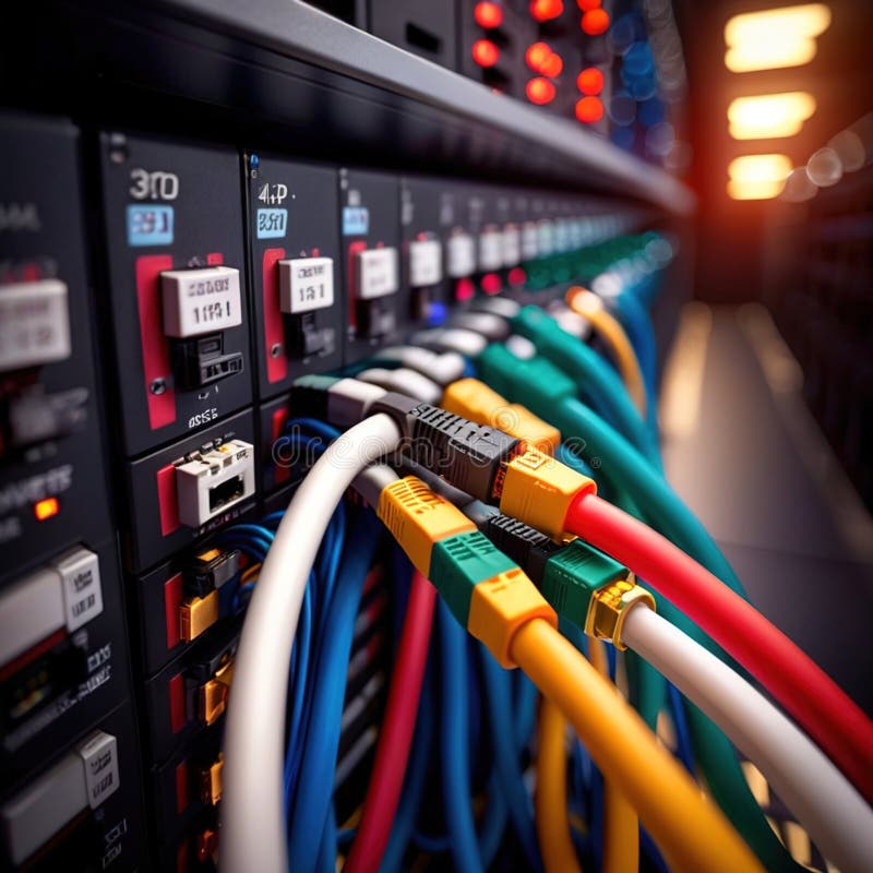 Network Cables Used in Data Center. Stock Illustration - Illustration ...