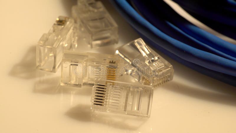 Network Cables and UTP Connectors Stock Footage - Video of megabit ...