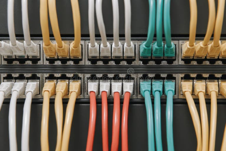 Network Cables in Various Colors Connected To a Patch Panel, Showcasing ...