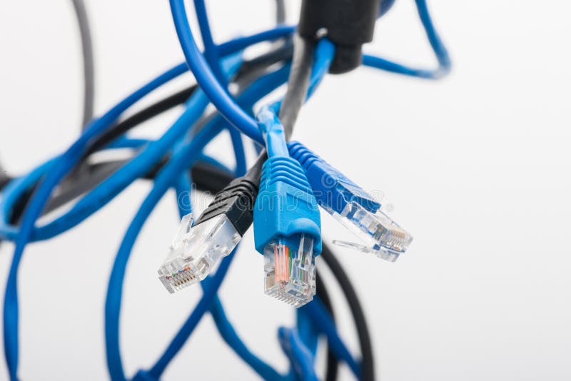 Network Cables RG-45 Network Connection Connectors Close-up Stock Image ...