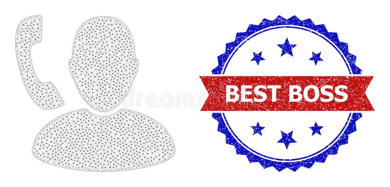 Triangle Mesh Call Manager Icon and Grunge Bicolor Best Boss Seal Stock ...