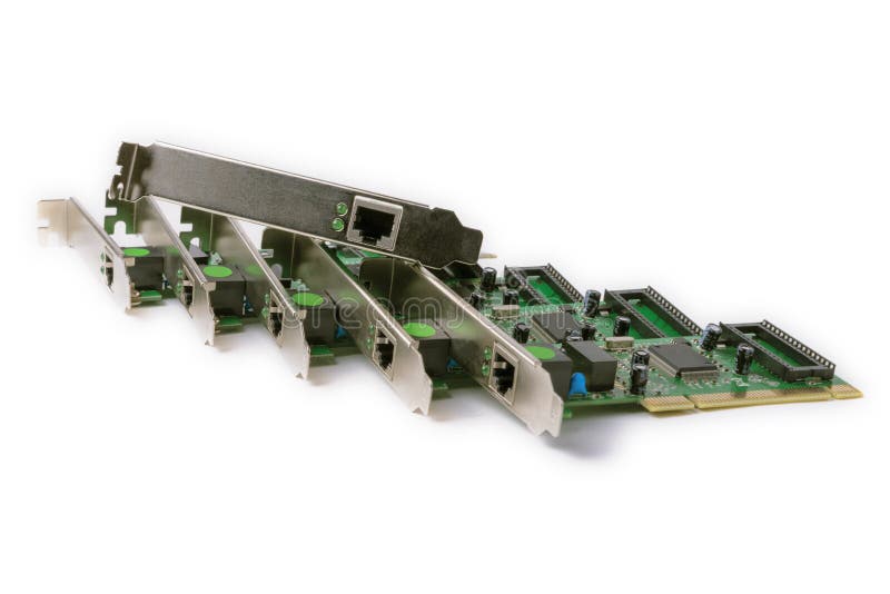 Two LAN Network Cards with Cable Stock Photo - Image of platter, cable ...