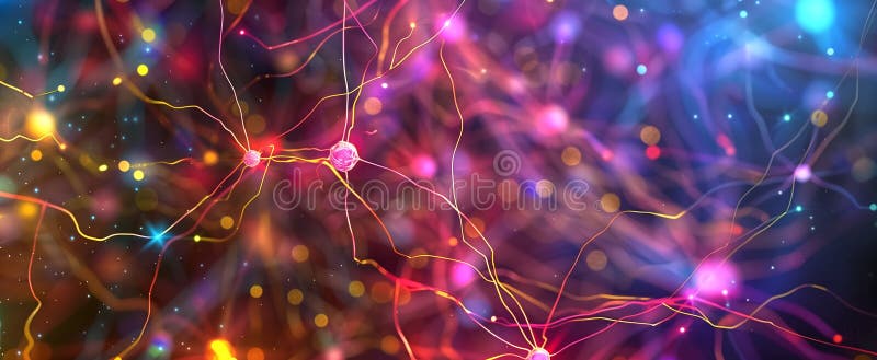 Network Cells, Very Multicolor Neural Connection Background Stock ...