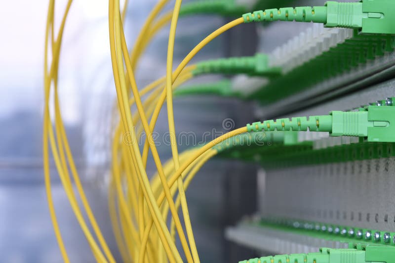 Network Center with Fiber Optic Patch Cord and Distribution Panel Stock ...