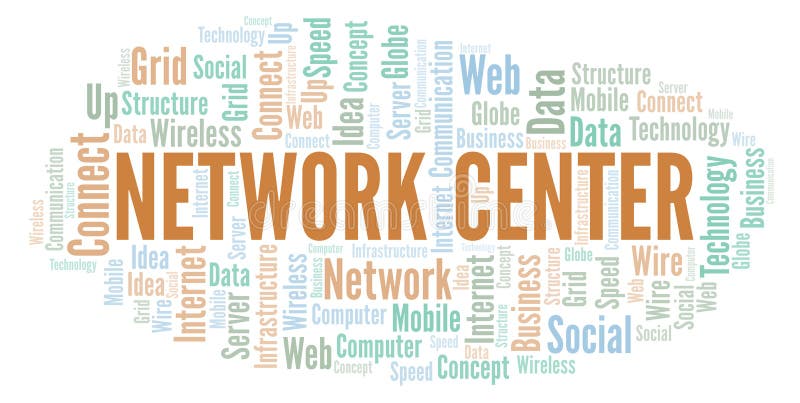 Network Center word cloud. stock illustration. Illustration of ...