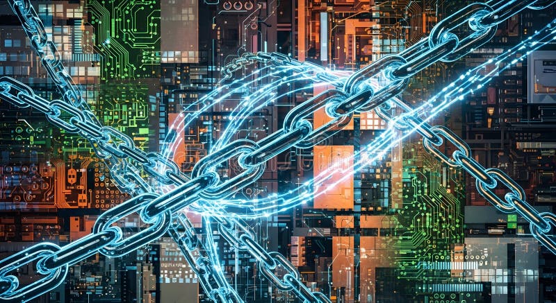 Interconnected Chains and Circuit Boards Forming a Technological Web ...