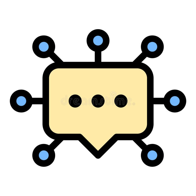 Network Chat Icon Flat Line Style Illustration Representing Real-time ...