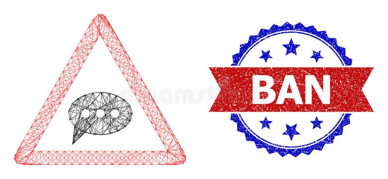 Network Chat Message Danger Web Mesh and Unclean Bicolor Ban Stamp Seal ...