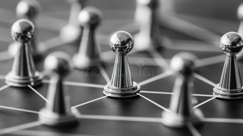 Network of Chess Pieces with Lone Piece Stock Photo - Image of game ...