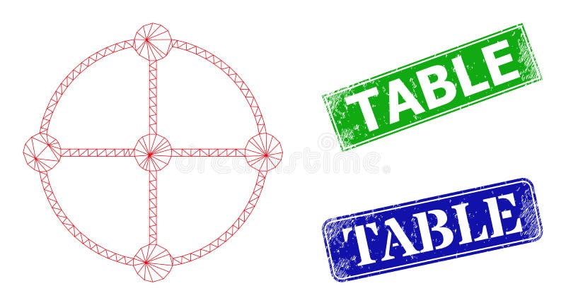 Grunged Table Imprints and Triangular Mesh Circle Grid Nodes Icon Stock ...
