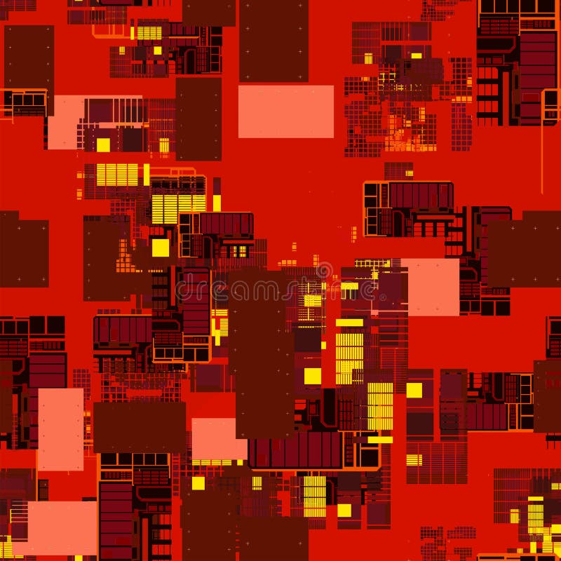 Network City Matrix. Vector Techno-scheme in Red-graphite Palette Stock ...