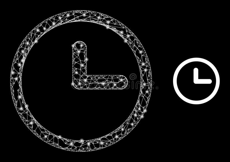 Net Clock Mesh Icon with Glare Light Spots Stock Vector - Illustration ...