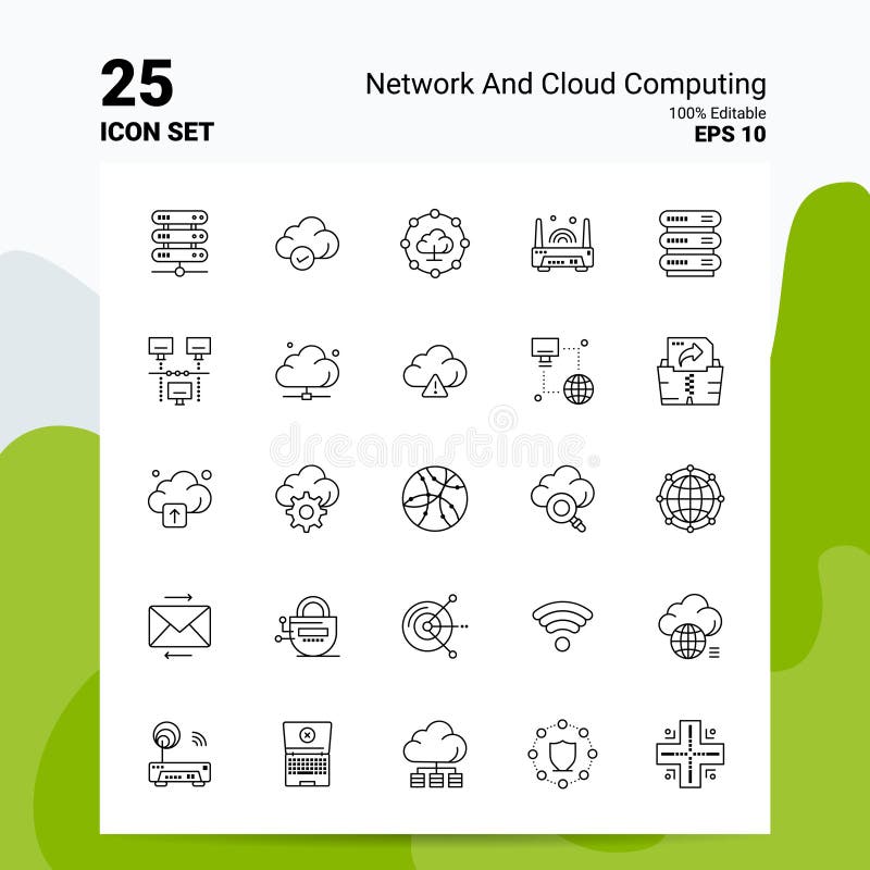 25 Network and Cloud Computing Icon Set. 100 Editable EPS 10 Files ...